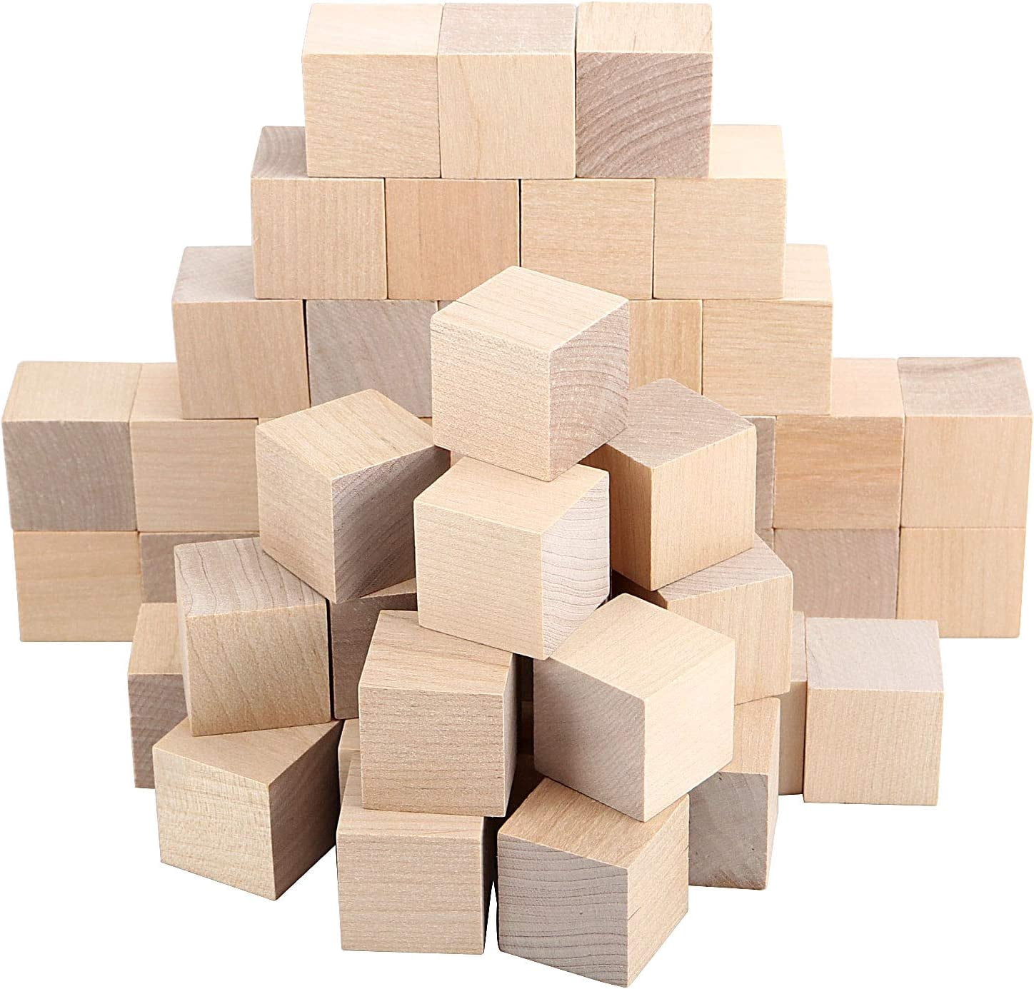 200 PCS 1 Inch Wooden Blocks, Premium Natural Solid Wood Cube ...