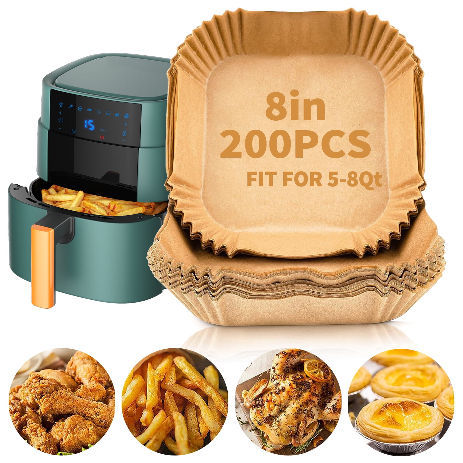 DSMY, Air Fryer Paper Liners, 8 Inch Square, 200 PCS - Walmart.com