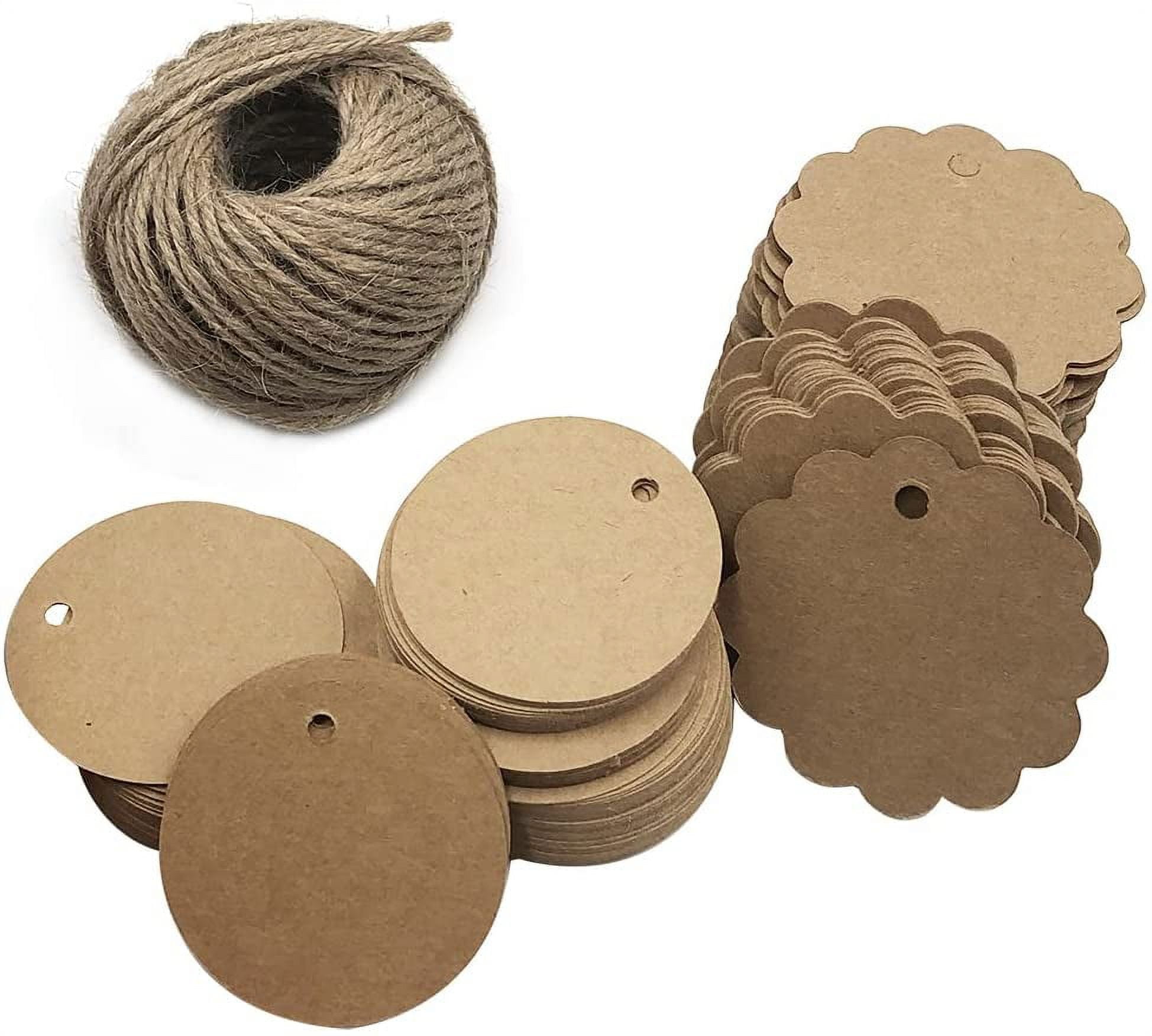 200 PCS Blank Scalloped Circle Paper Gift Tags, DaKuan Craft Paper Tags ...