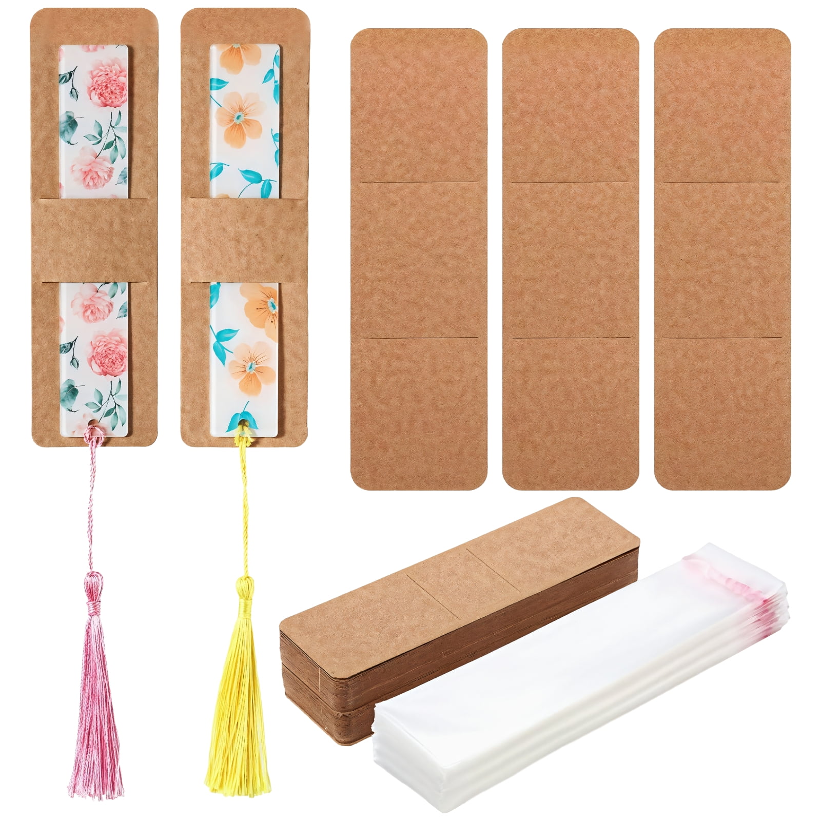 200 PCS Bookmark Holder Set, Clear Bookmark Sleeves with Cardstock ...