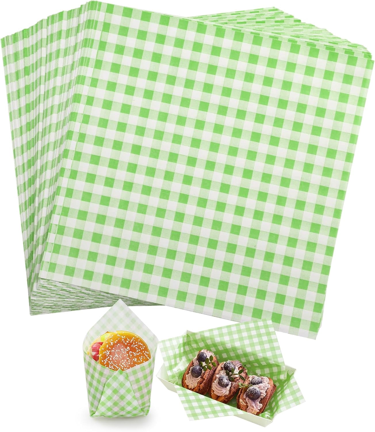 200 PCS Checkered Waxed Deli Paper Sheets 7 * 7 Inch, Food-grade ...