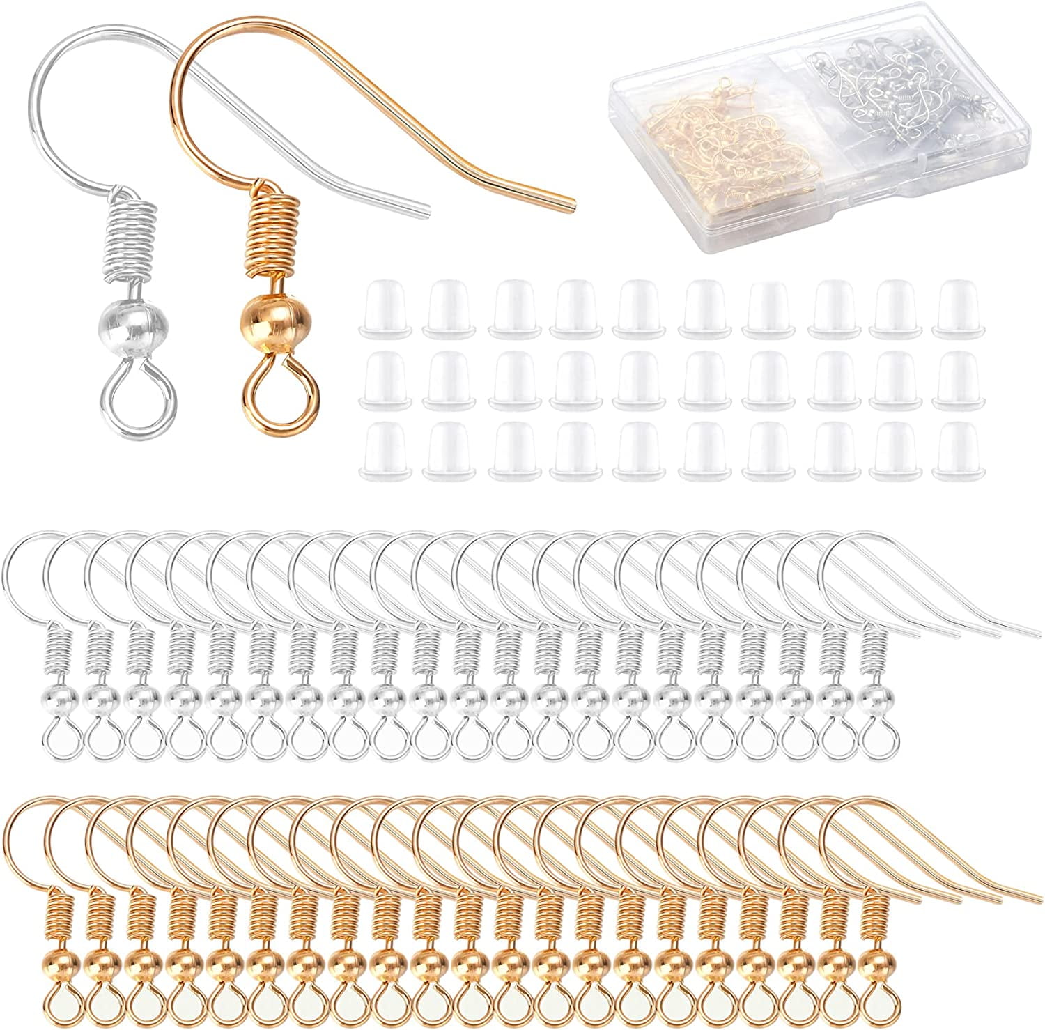 200 PCS Earring Hooks Making Kit with Earring Backs Earring Fish Hooks ...