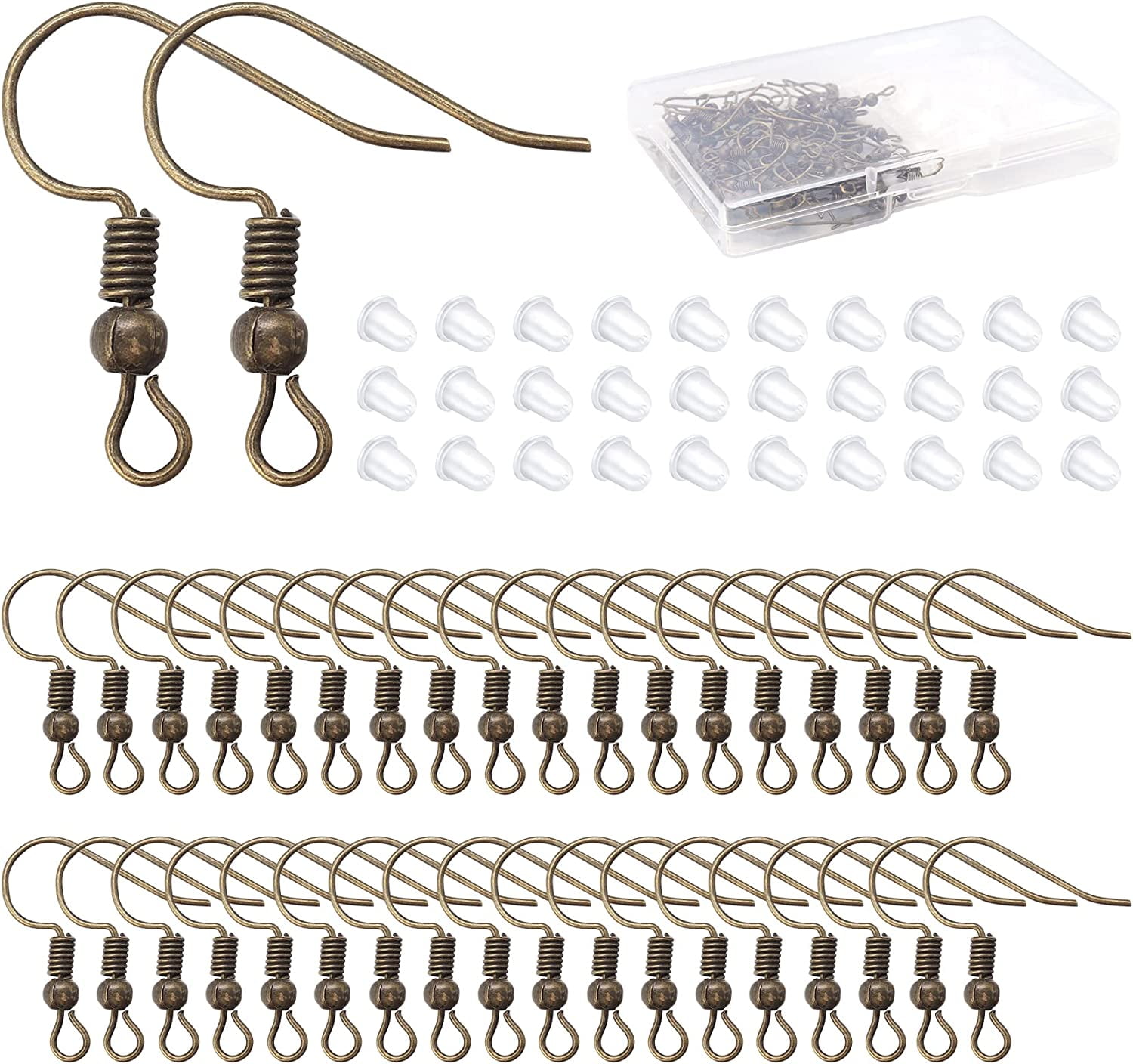 200 PCS Earring Hooks for Jewelry Making with Earring Backs Fish ...