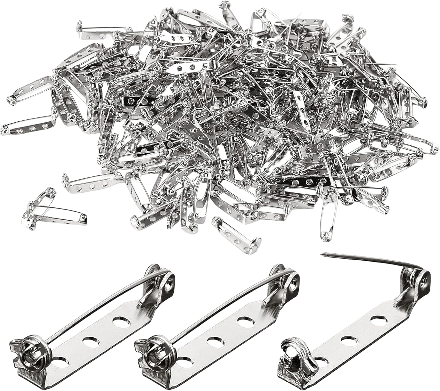 200 PCS Flat Bar Pins, 1 Inch, Brooch & Safety Pin Backs with 3 Holes ...