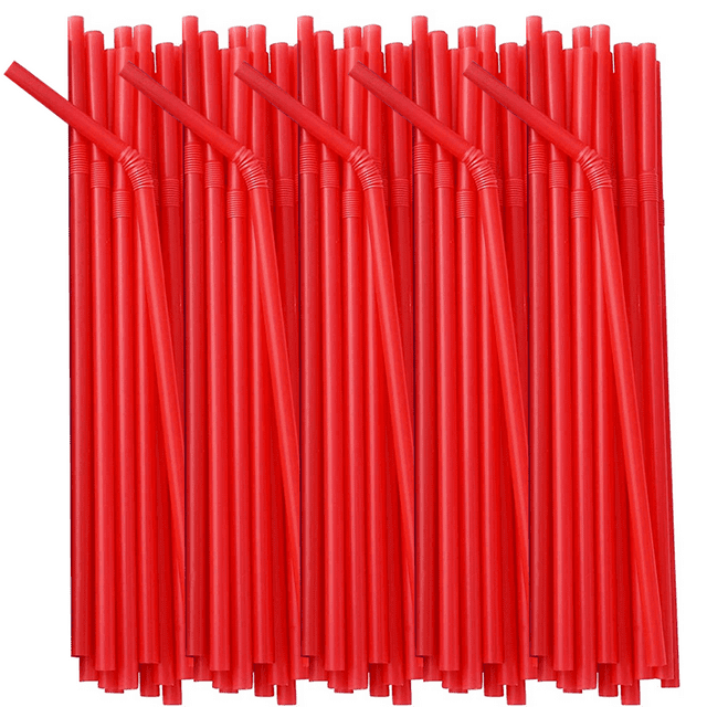 200 PCS Flexible Plastic Drinking Straws, Extra Long Colorful ...