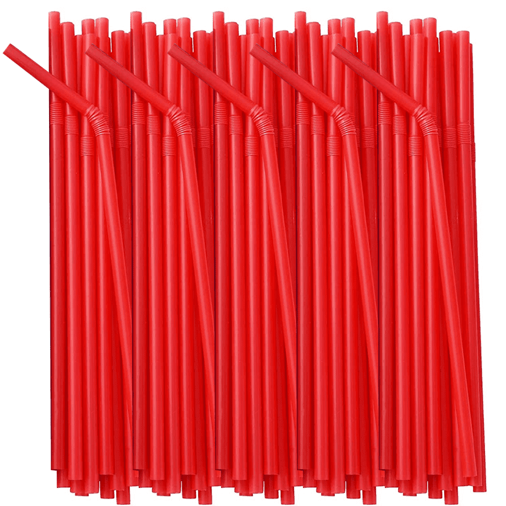 200 PCS Flexible Plastic Drinking Straws, Extra Long Colorful ...