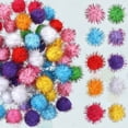 200 PCS Glitter Pom Pom Balls, Multicolor Sparkle Craft Pompoms, Soft ...