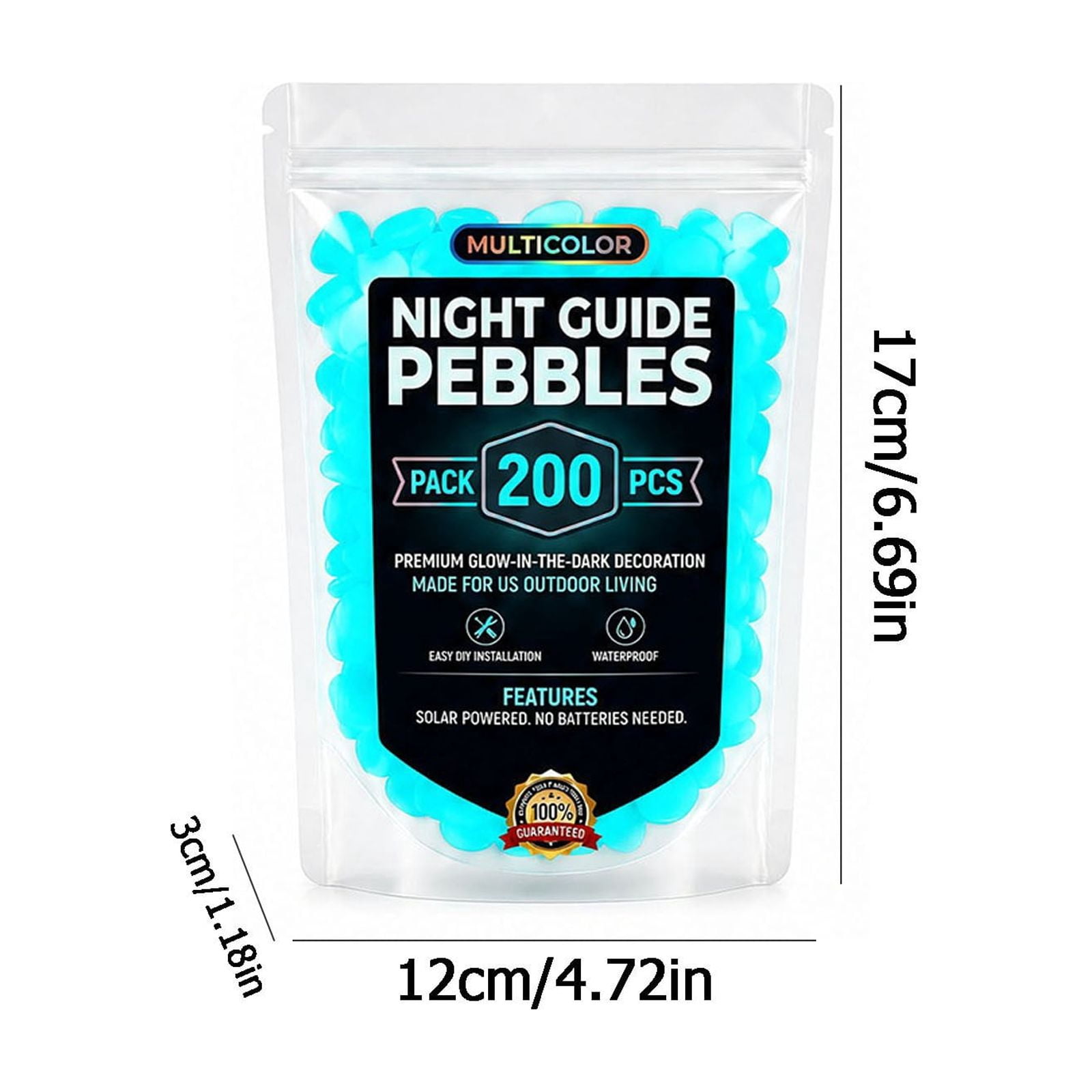 200 PCS Glow in the Dark Garden Pebbles, Colorful Luminous Stones - 100 ...