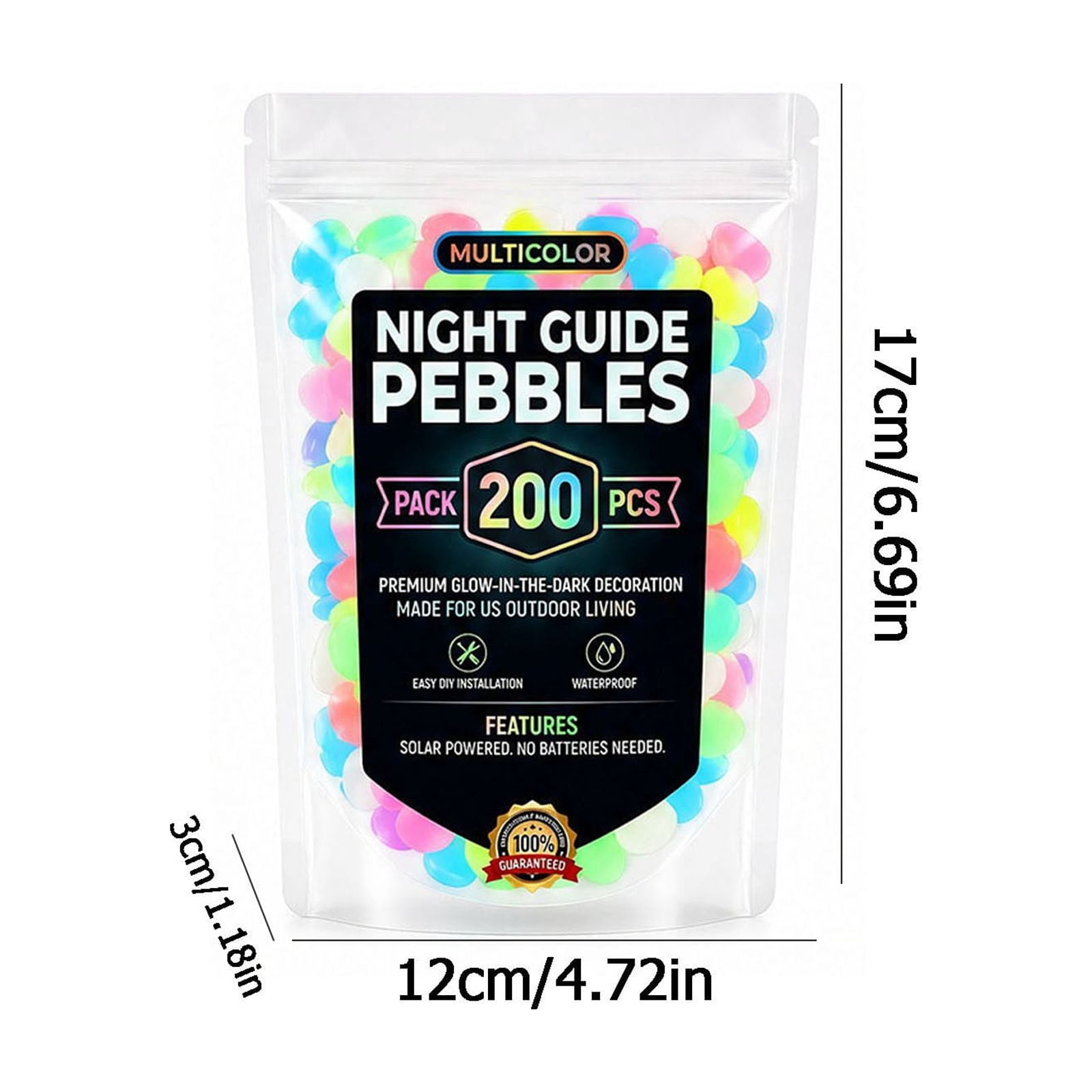 200 PCS Glow in the Dark Garden Pebbles, Colorful Luminous Stones - 100 ...