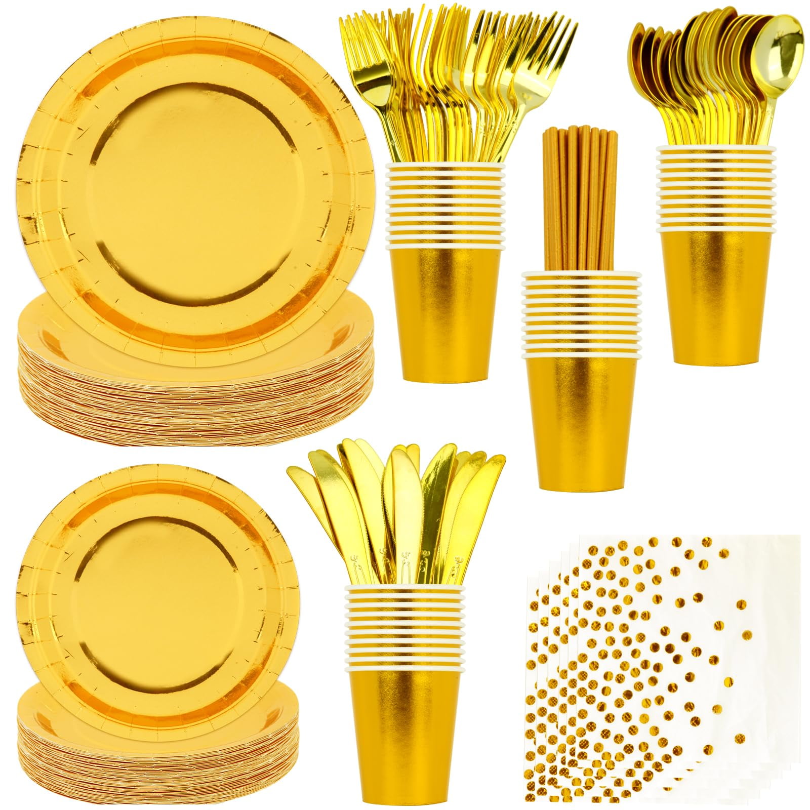 200 PCS Gold Disposable YPF5 Party Supplies, Disposable Party Tableware ...