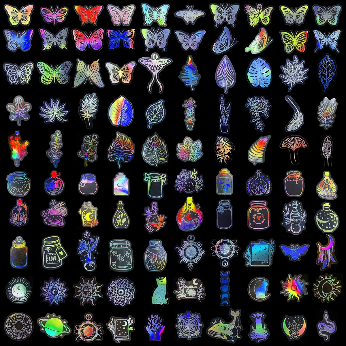 200 PCS Holographic Stickers, Iridescent Butterfly Stickers Waterproof ...