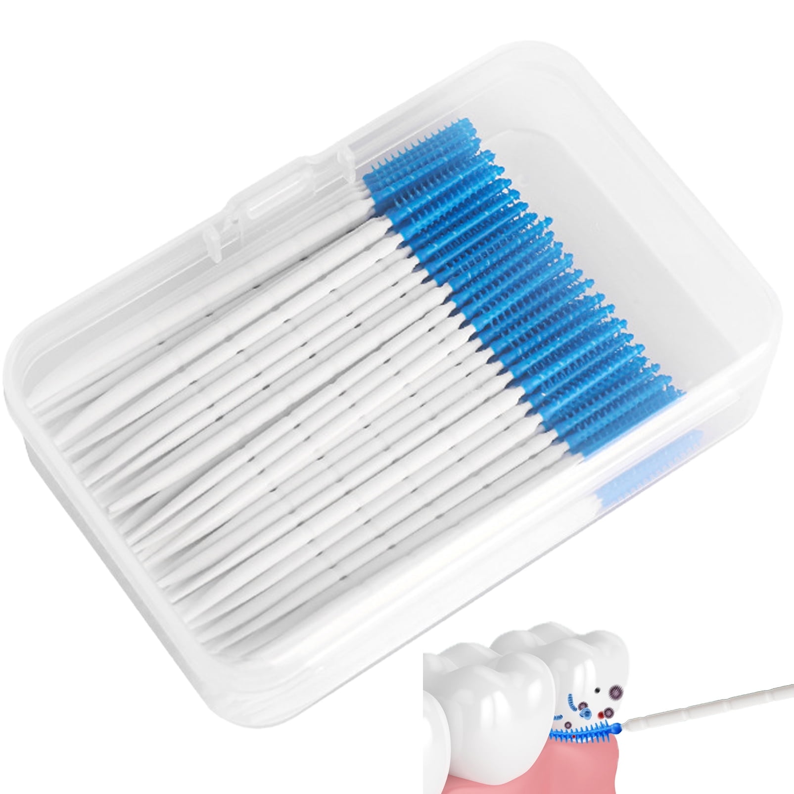 200 PCS Interdental Brushes and Dental Floss Picks 2-in-1,Double Head ...