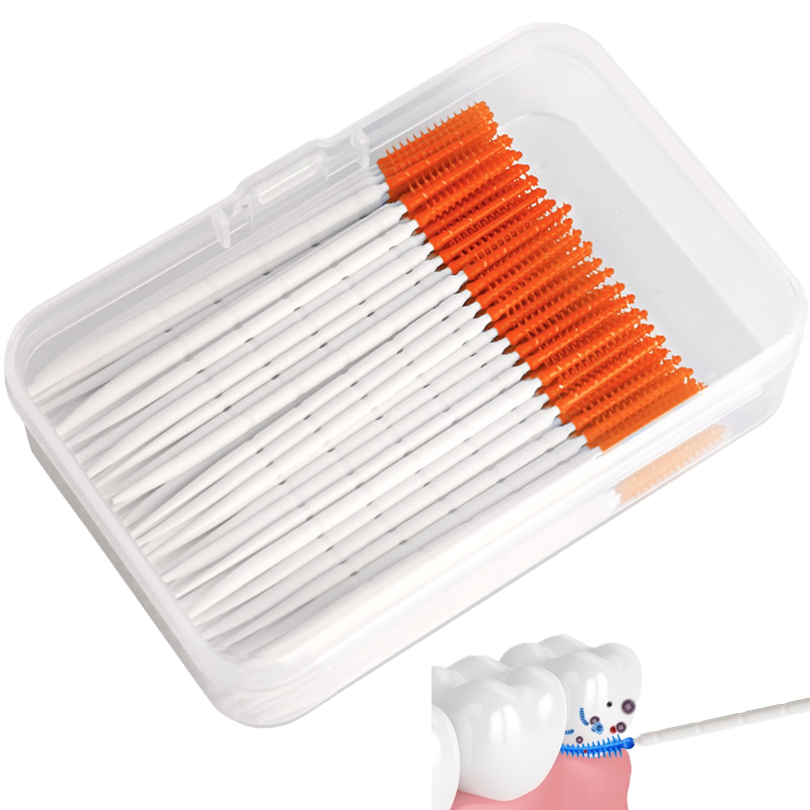 200 PCS Interdental Brushes and Dental Floss Picks 2-in-1,Double Head ...