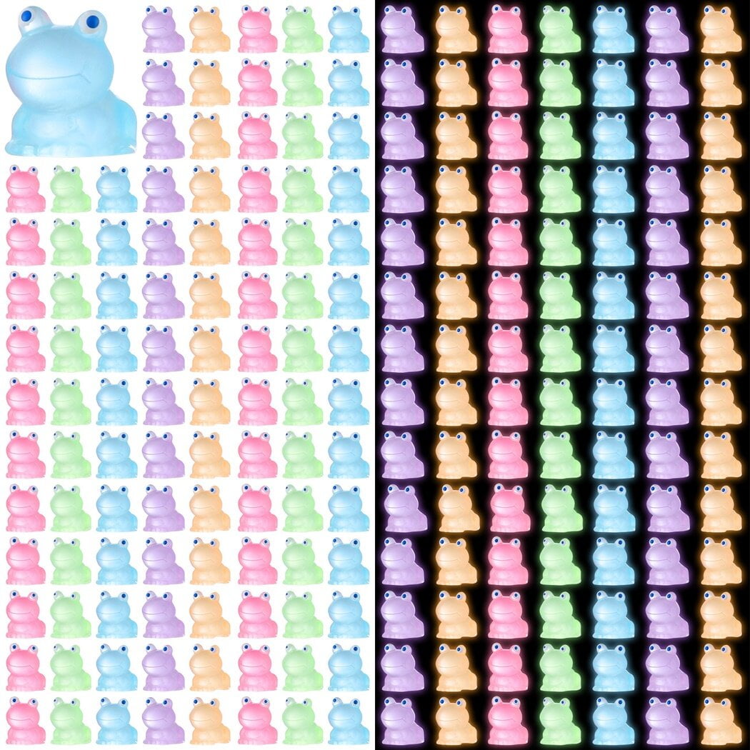 200 PCS Luminous Mini Frogs, Glow in The Dark Colorful Resin Frogs for ...
