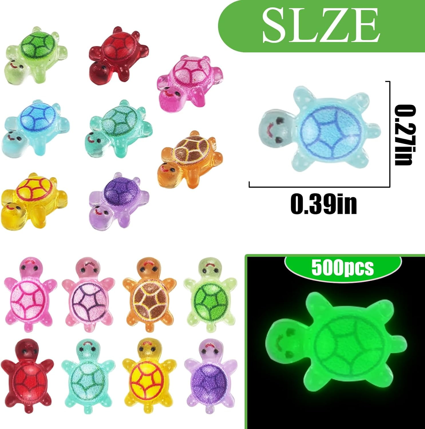 200 PCS Luminous Mini Resin Turtles Figurines for Crafts Tiny Resin Animal Miniature Things for ...