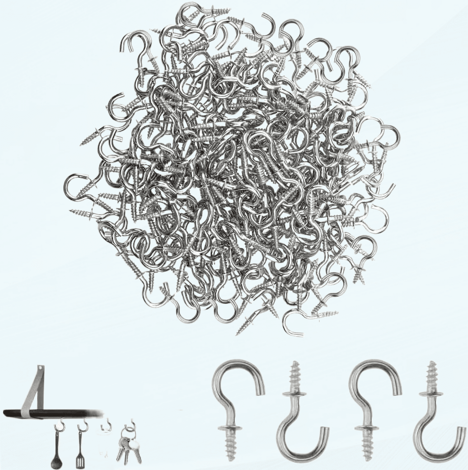 200 PCS Mini Ceiling Screw Hooks for Hanging 1/2 Inch Cup Hooks Screw ...