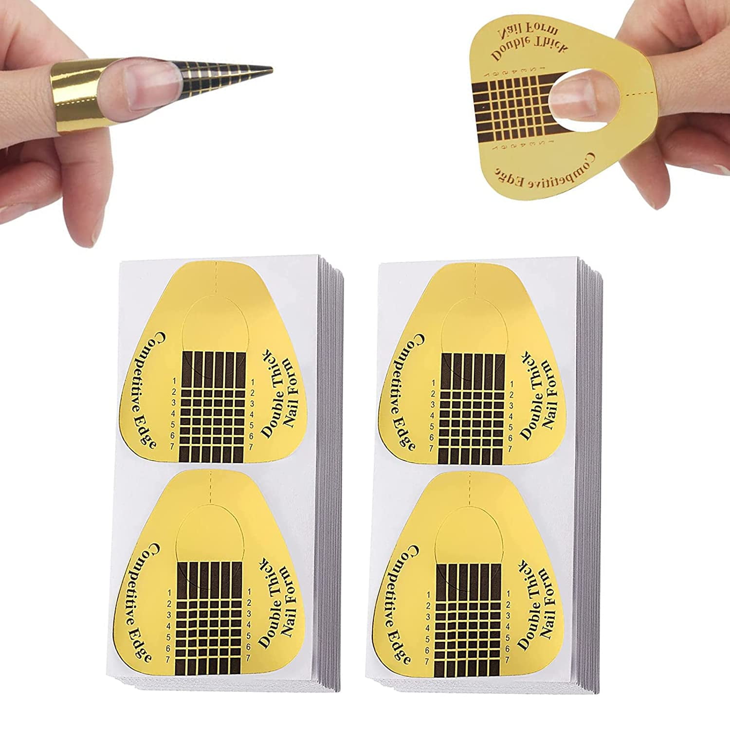 200 PCS Nail Forms for Acrylic Nails, Gold Horseshoe Nail Extension ...