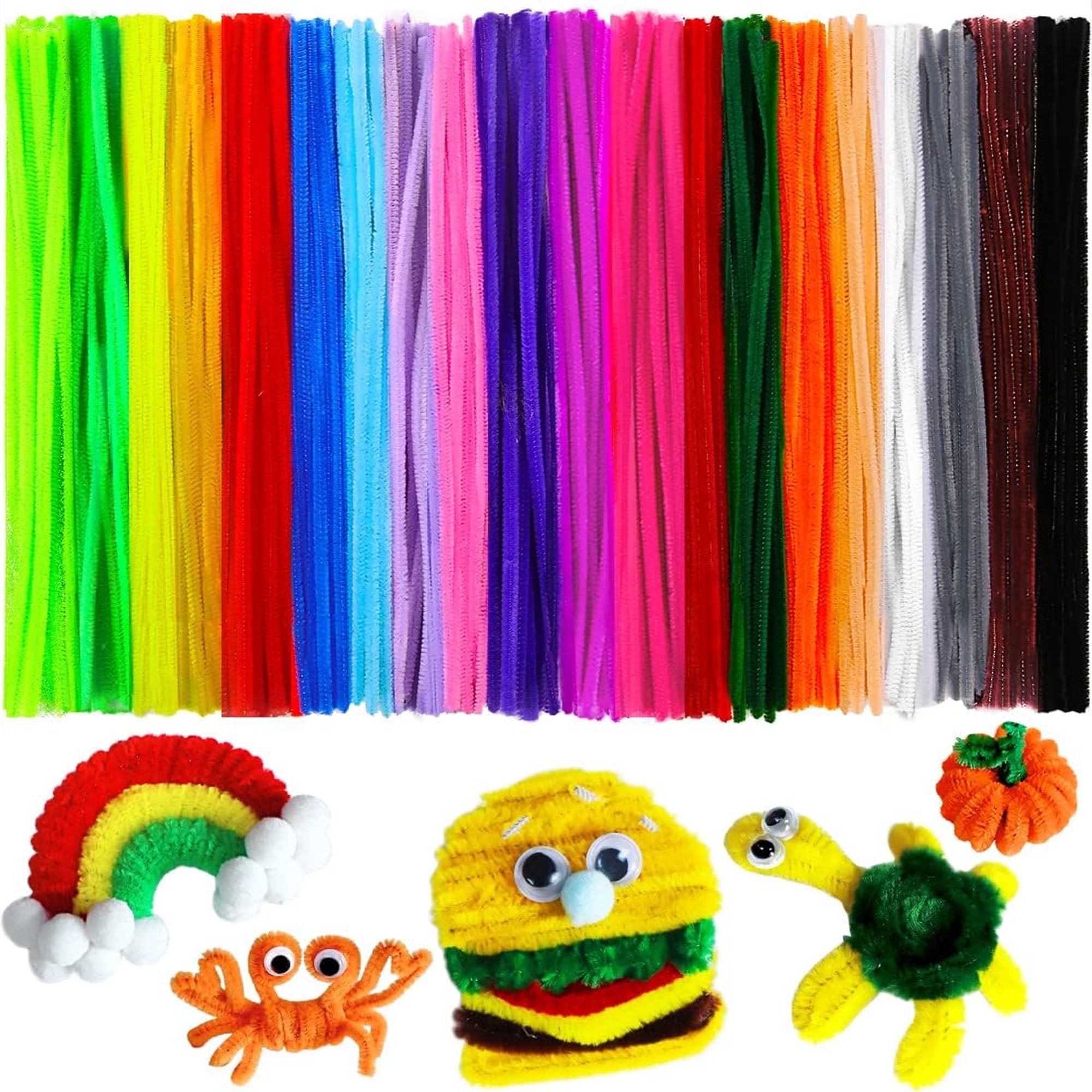 200 PCS Pipe Cleaners, Multi-Colored Pipe Cleaners for Crafts, Rainbow ...