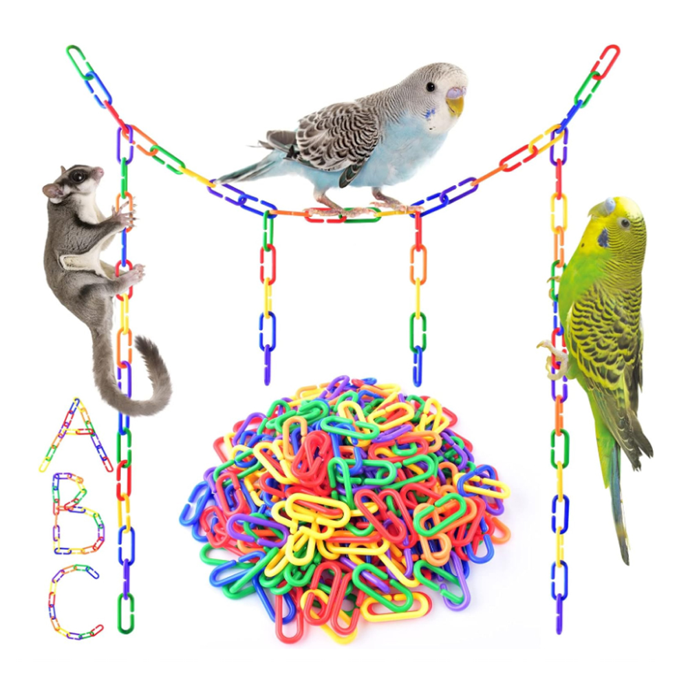 100 Plastic C-clips Hooks Chain C-links Sugar Glider Rat Parrot Bird ...