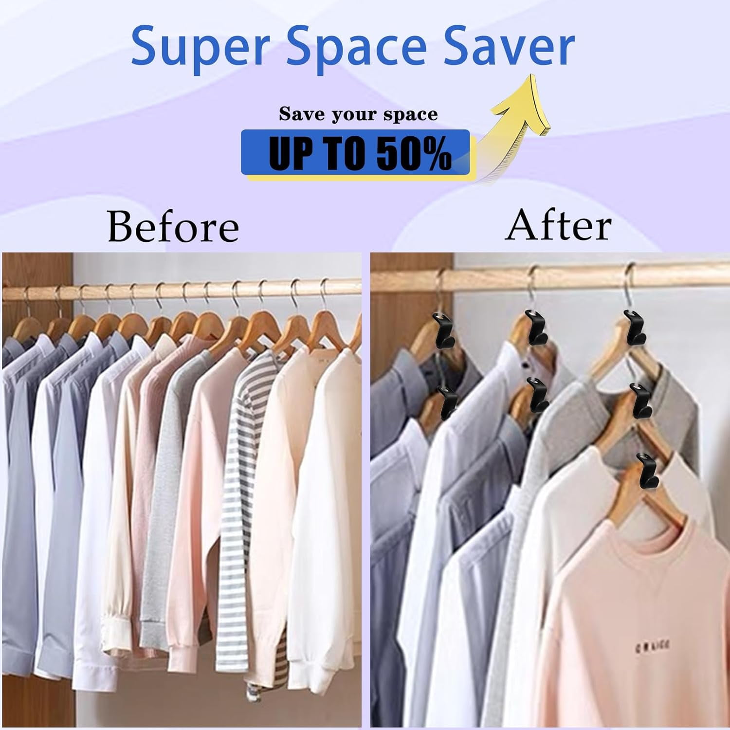 200 PCS Plastic Clothes Hanger Connector Hooks, Space Saving Hanger ...