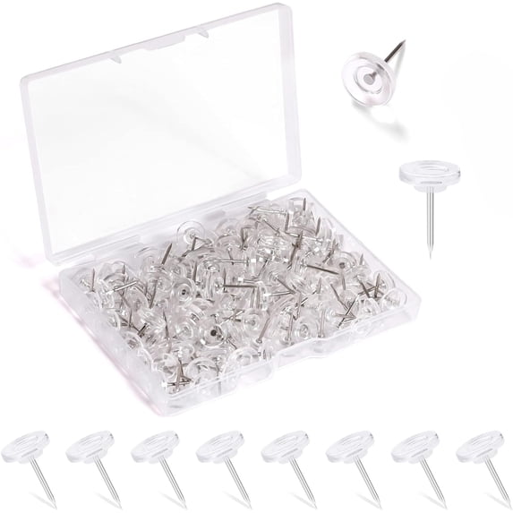 200 PCS Push Pins, Plastic Round Head Steel Point Clear Thumb Tacks for ...