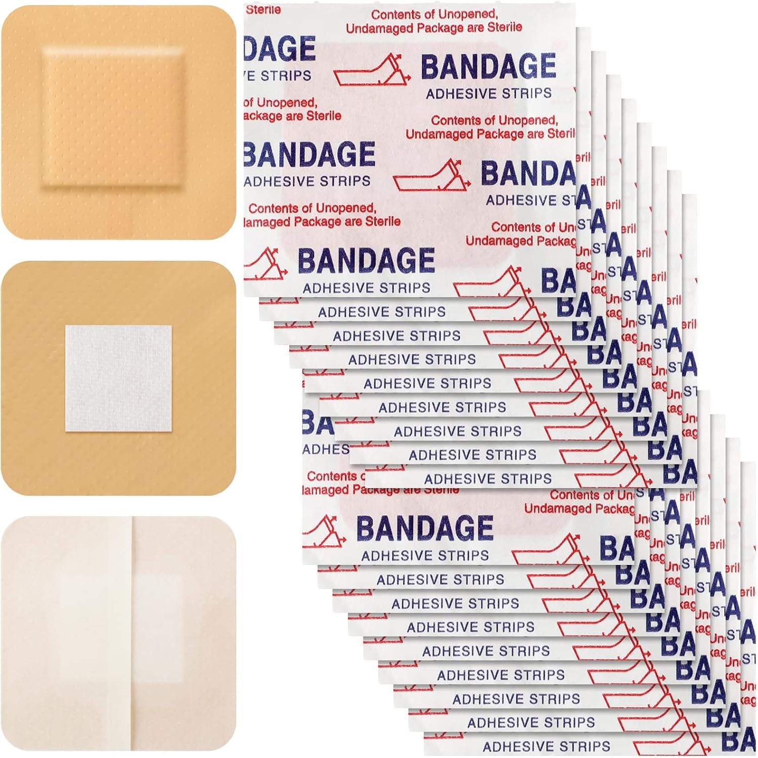 200 PCS Small Adhesive Spot Bandages - Square Flexible Fabric, Non ...