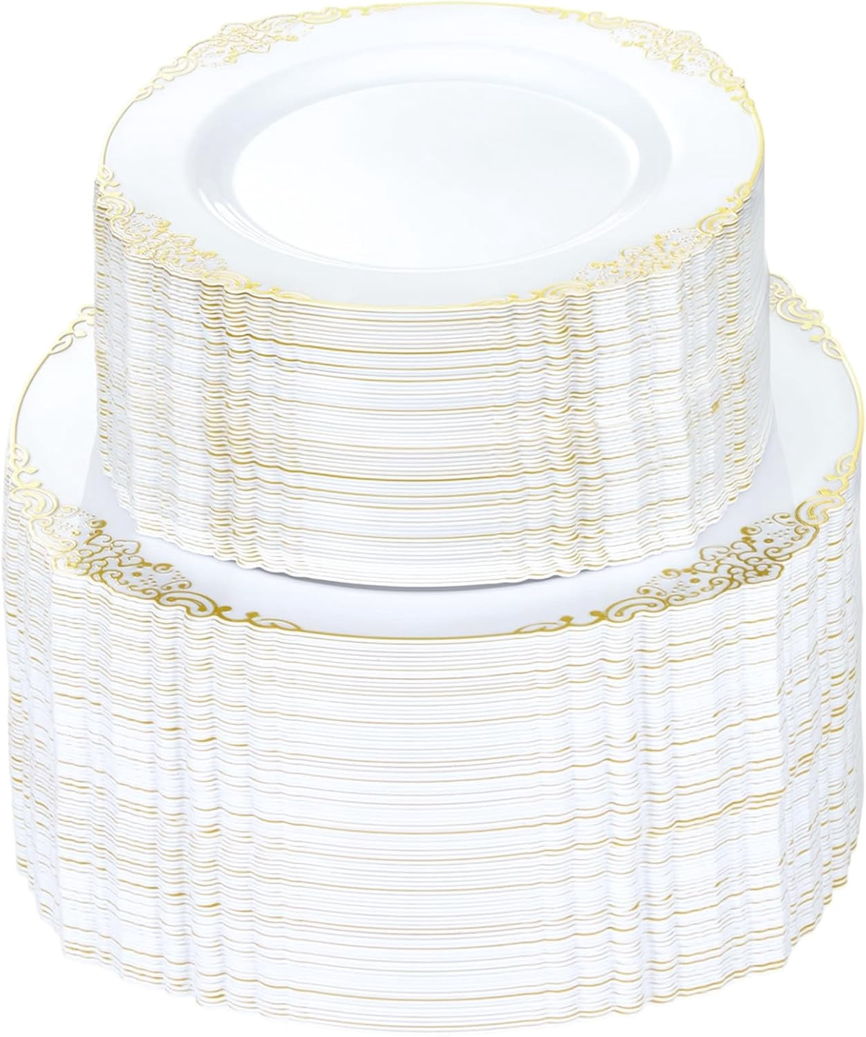 White And Gold Plastic Plates