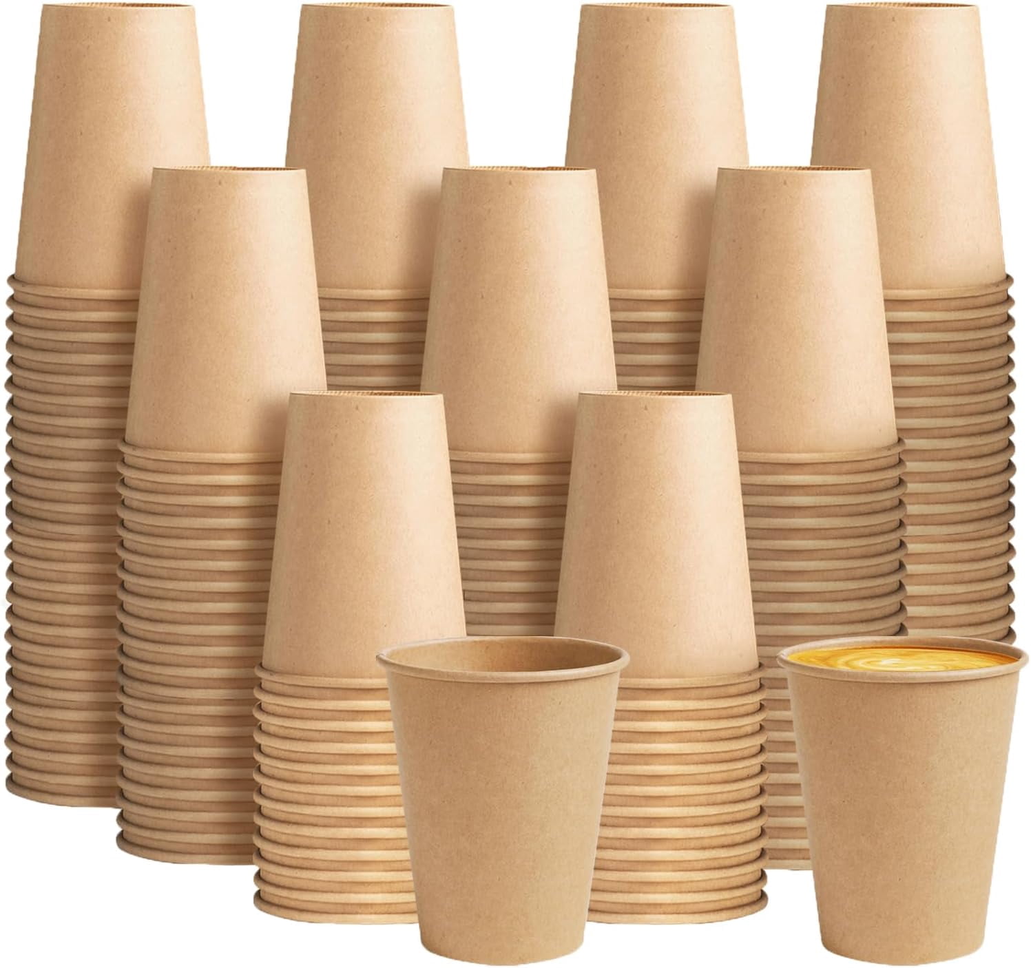 200 Pack 10 oz Kraft Paper Cups, Disposable Brown Unbleached Hot and ...