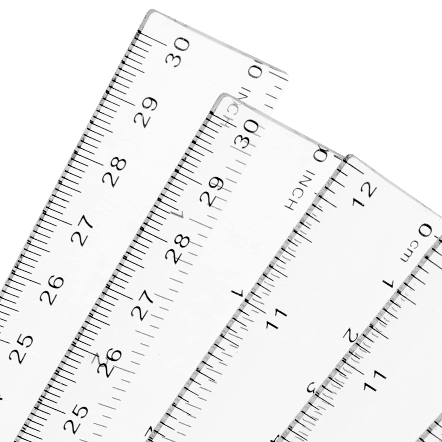 200 Pack 12 Inch Clear Plastic Ruler, Standard/Metric Straight Rulers ...