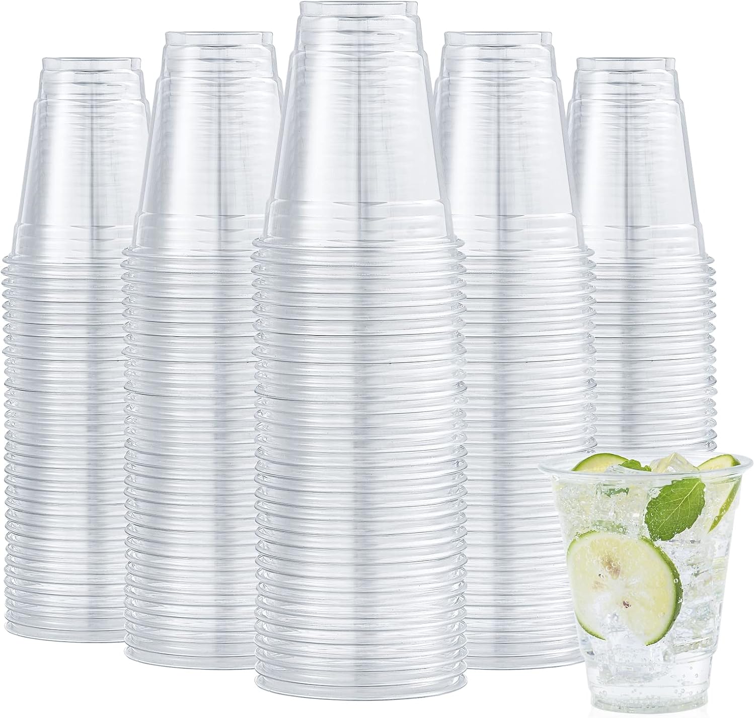 200 Pack 12 OZ Clear Plastic Cups, Disposable Crystal Plastic Party Cups for Iced Coffee ...