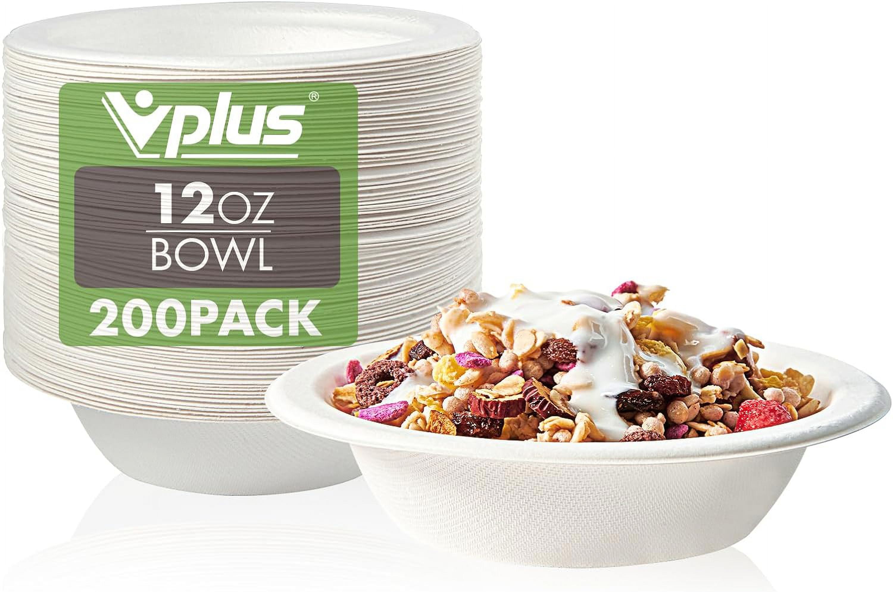 200 Pack 12 OZ Paper Bowls, Disposable Compostable Bulk, Eco-friendly ...