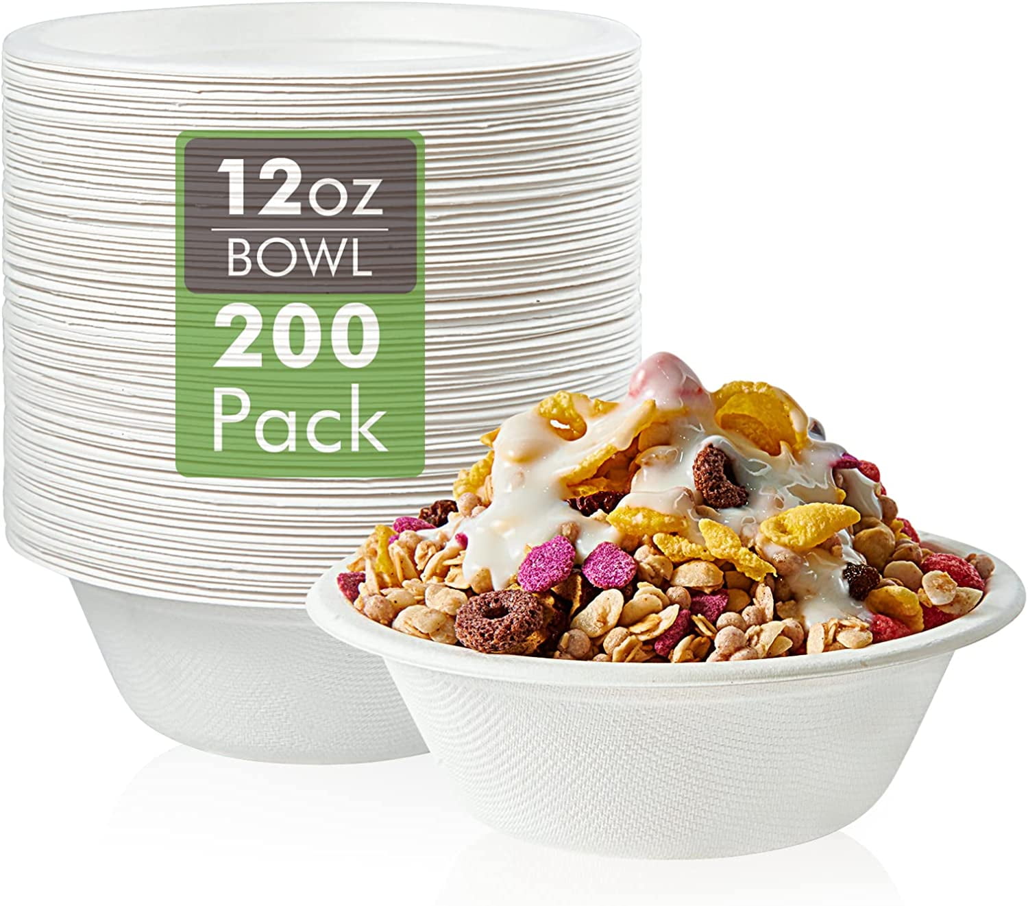 200 Pack 12 OZ Paper Bowls, Disposable Compostable Bowls Bulk, Eco ...
