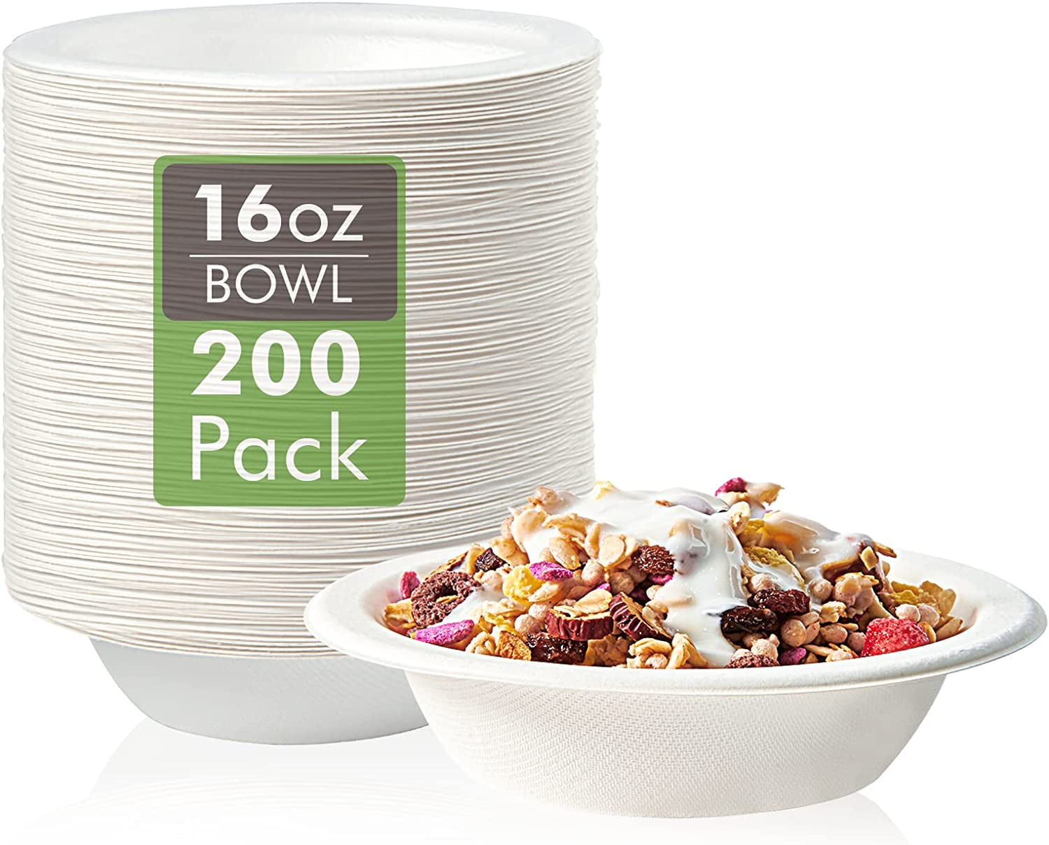 200 Pack 16 OZ Paper Bowls, Disposable Compostable Bulk, Eco-friendly ...