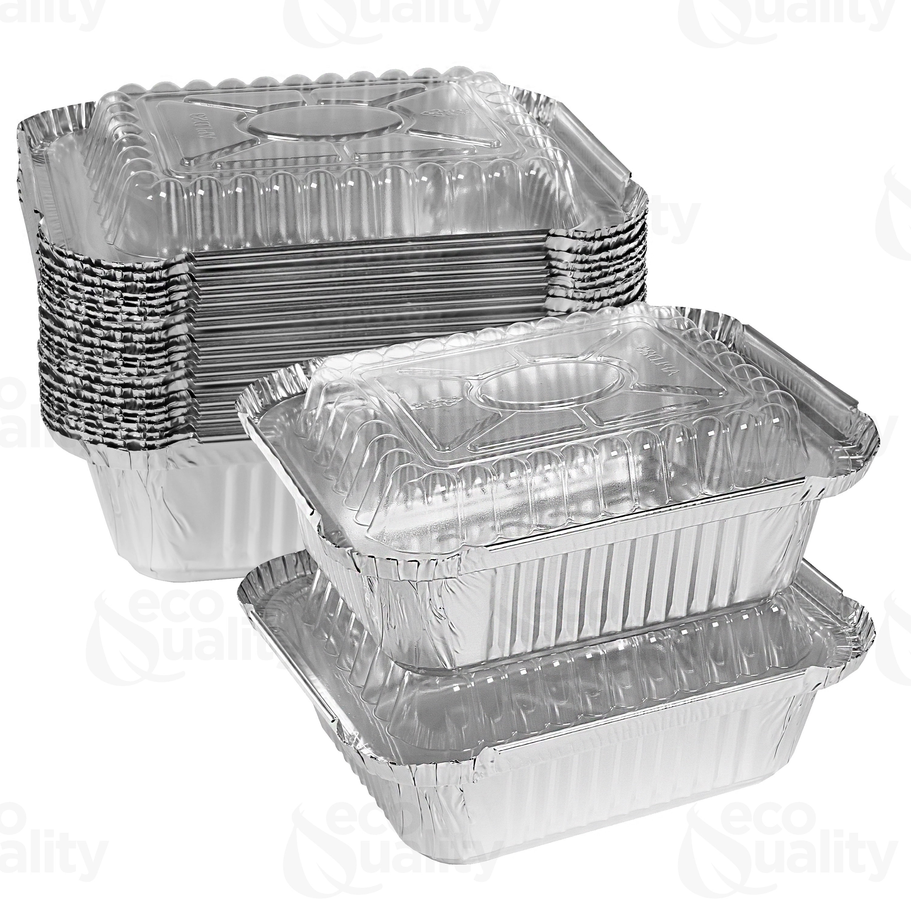 [200 Pack] 1LB Oblong Take Out Foil Baking Pans with Dome Lids - 705 ...