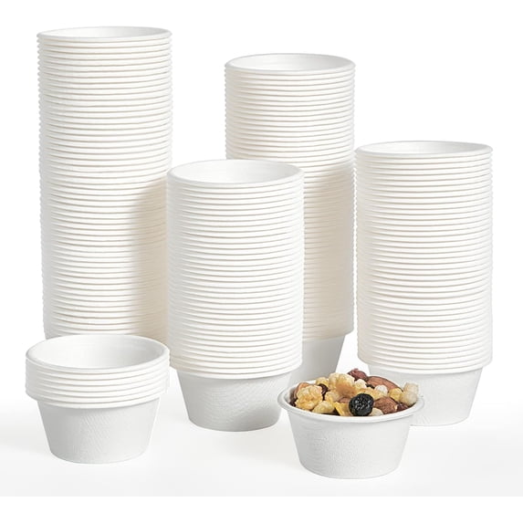 200 Pack 2 oz Compostable Portion Cups, 100% Biodegradable Disposable ...