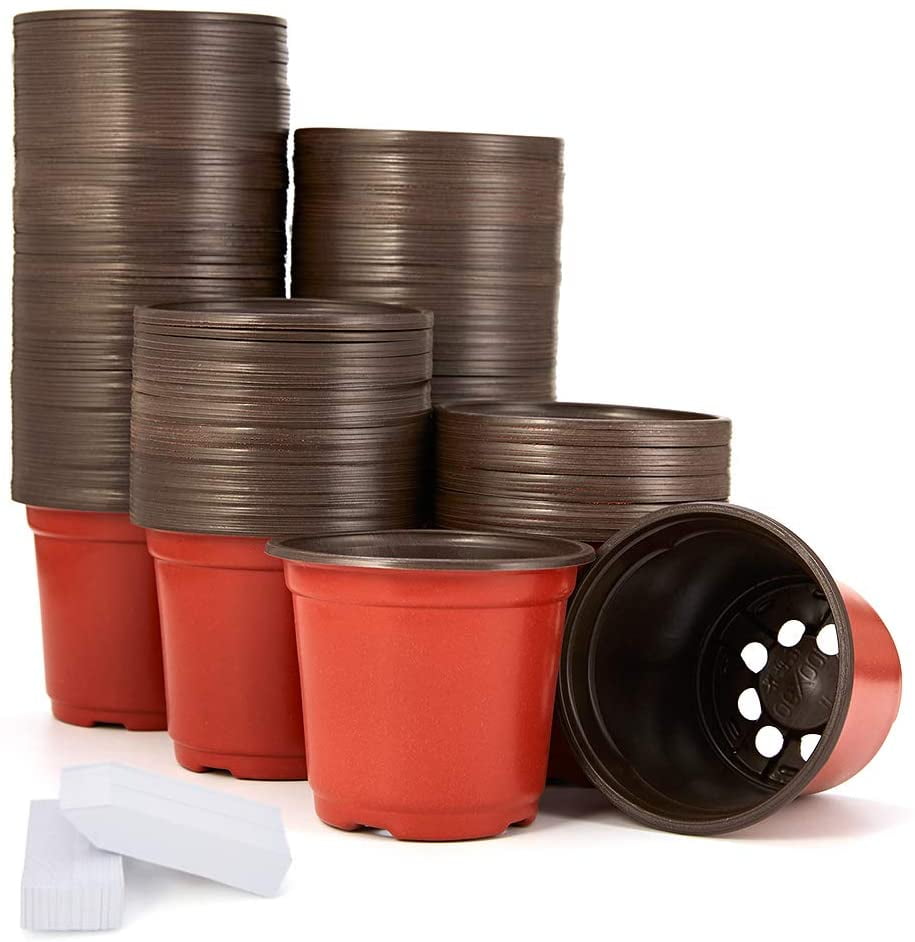 200-Pack 4 Inch Plastic Nursery Pots Come with 200 Pcs Labels, Seedling ...