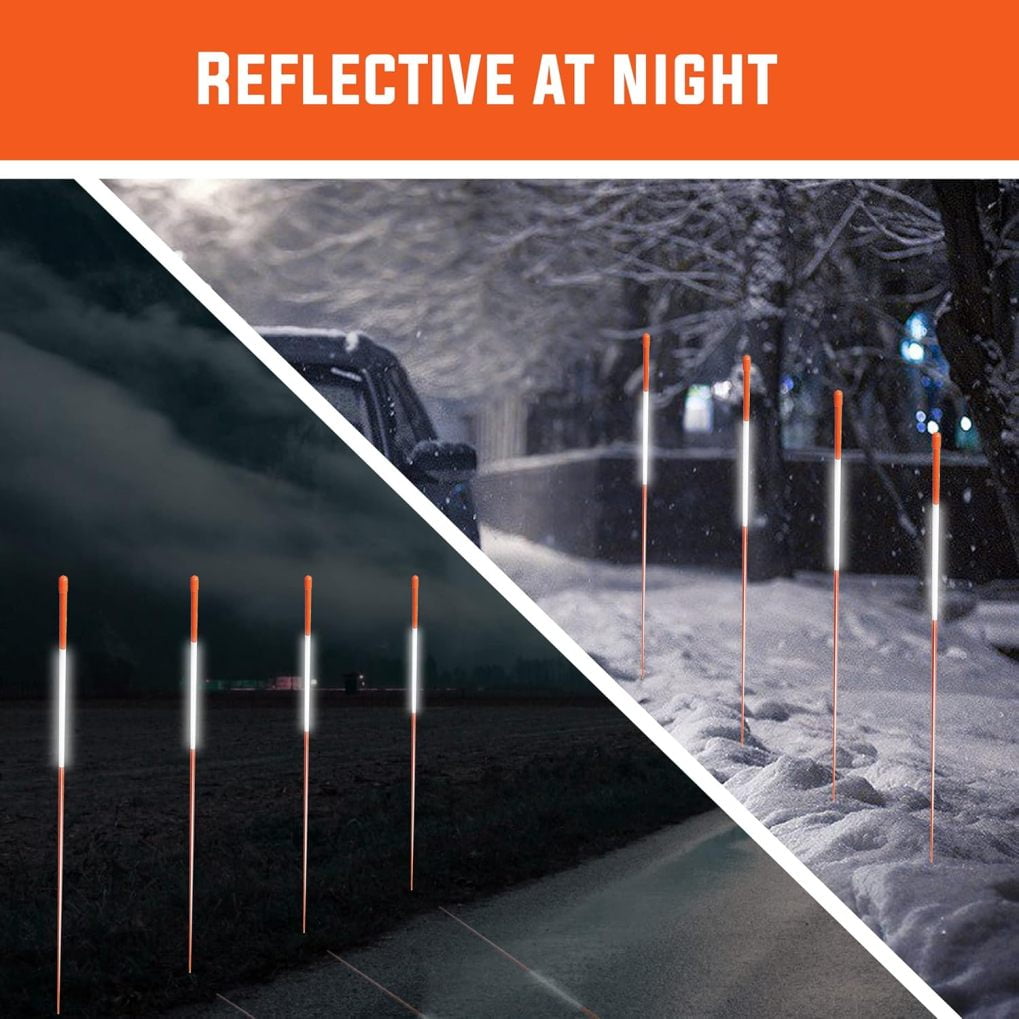 200 Pack 48 Inch Driveway Markers 1/4 Inch Dia - with 12" Install Drill ...