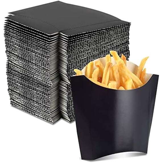200 Pack 4oz Black French Fry Containers - Small French Fry Box Holder ...