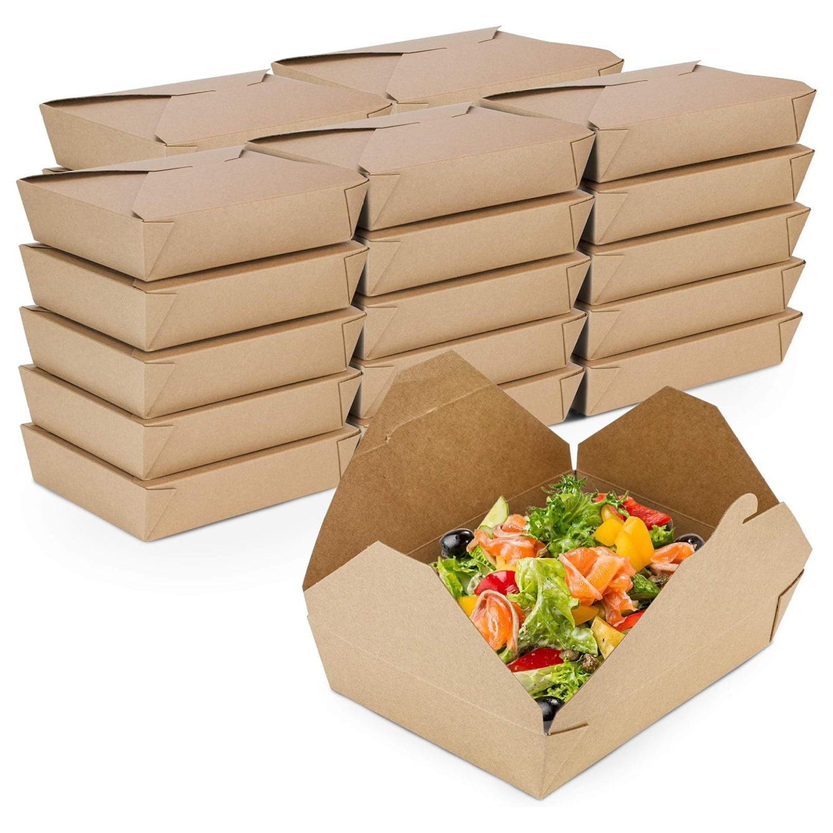 200 Pack 54 oz Disposable Take Out Containers Microwaveable Paper To Go ...