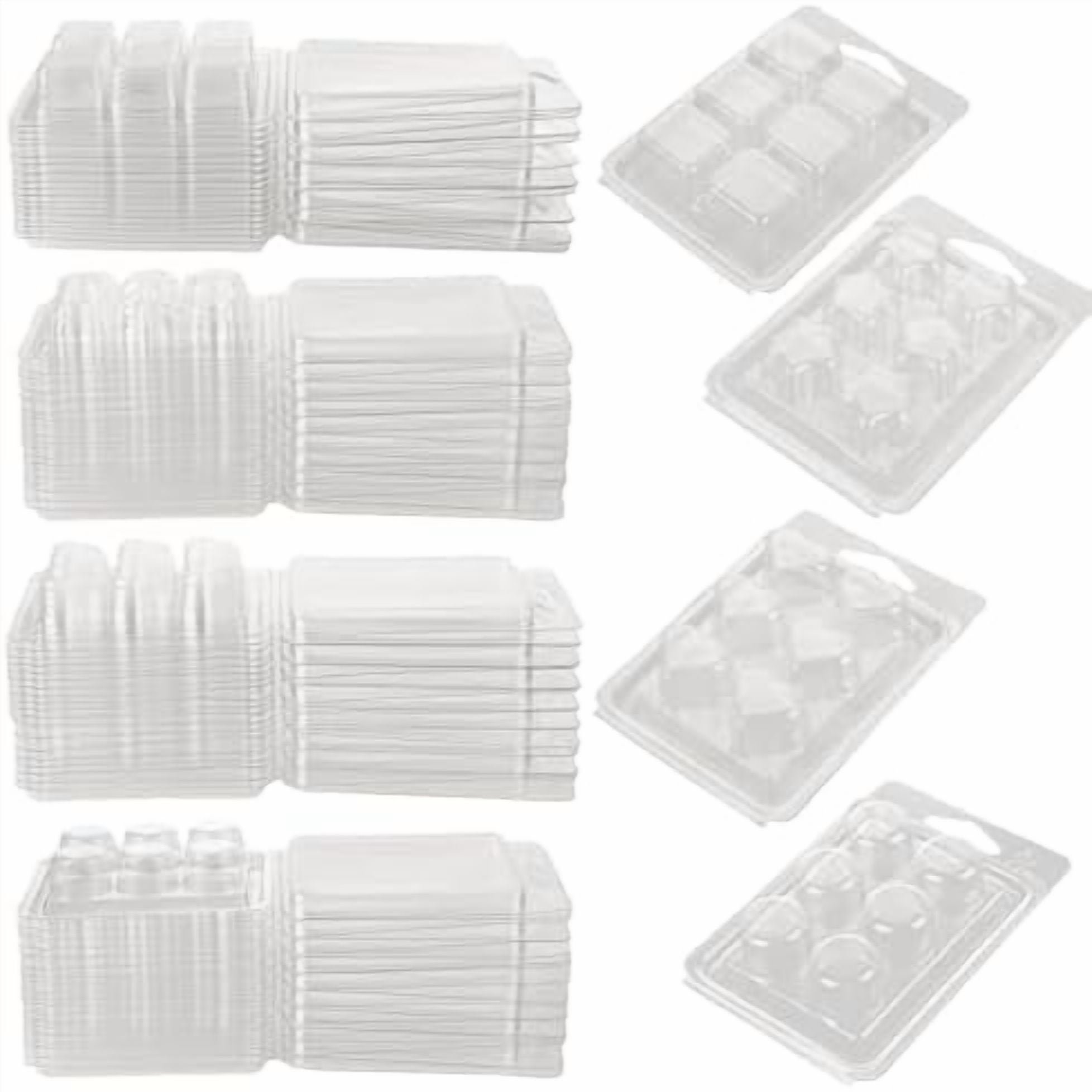 200 Pack 6 Cavity Plastic Wax Melt Containers Molds, Clear Wax Melt ...