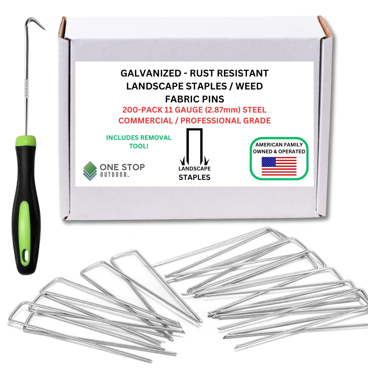 200-Pack 6 Inch Galvanized Landscape Staples 11 Gauge Garden Stakes ...
