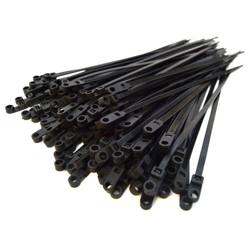 200 Pack 8" Inch Black Zip Ties W/ Mounting Screw Nail Hole Nylon Cable ...