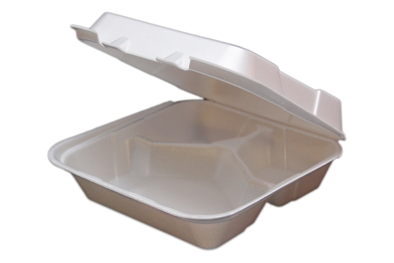 [200 Pack] 8"x8"x3" Foam Hinged Container 3-Compartment White To-go Containers - Walmart.com