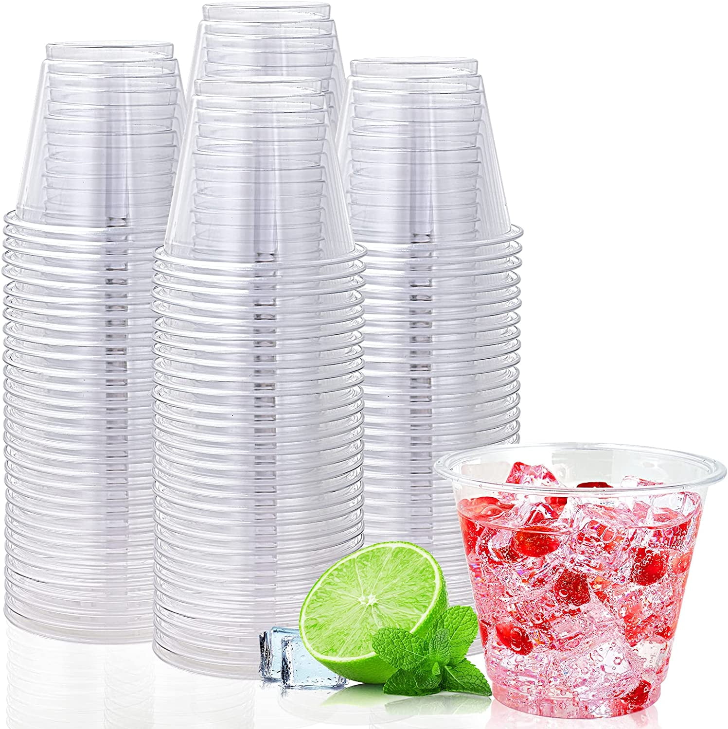200 Pack 9 oz Clear Plastic Cups, 9 Ounce Disposable Plastic Drinking ...