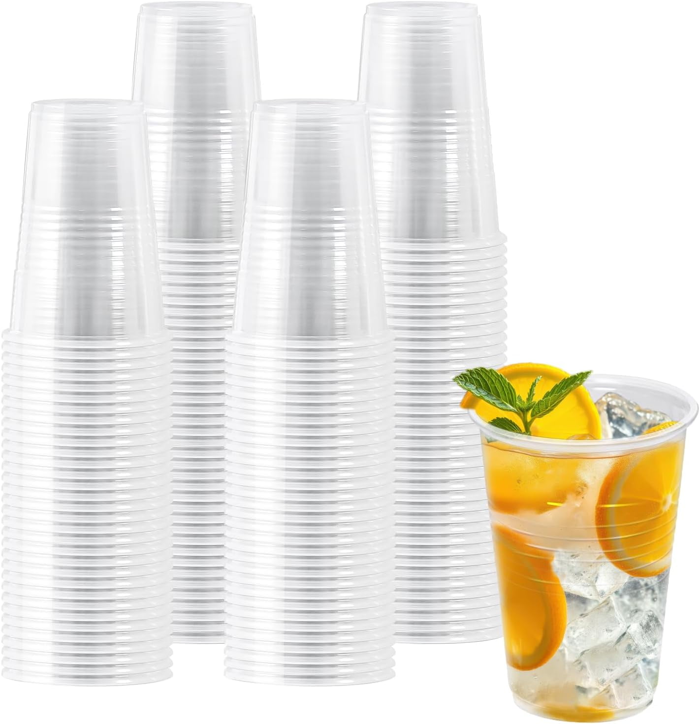 200 Pack 9 oz Plastic Cups, Clear Plastic Cups Disposable, Clear Cup ...