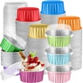 200 Pack Aluminum Foil Cupcake Liners with Lids, 5 oz Round Baking Cup ...