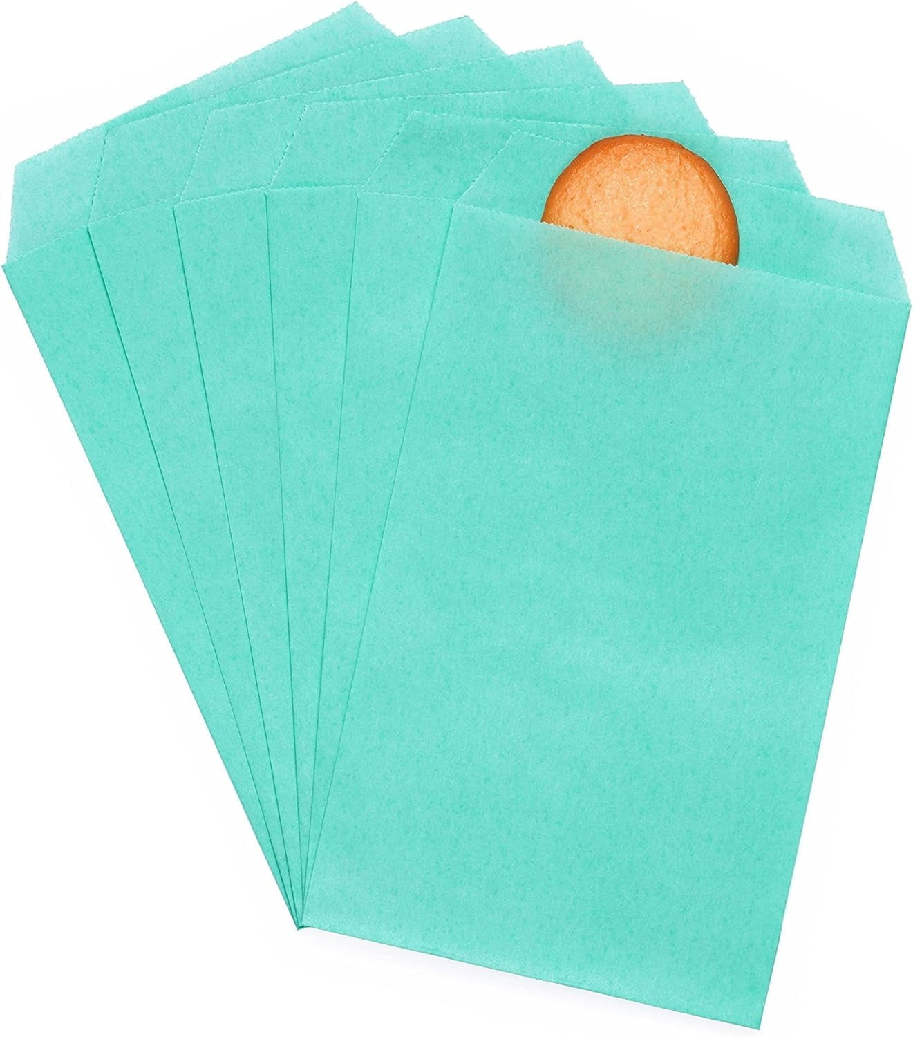 200 Pack Aqua Blue Flat Small Greaseproof Paper Cookie Bags for Bakery ...