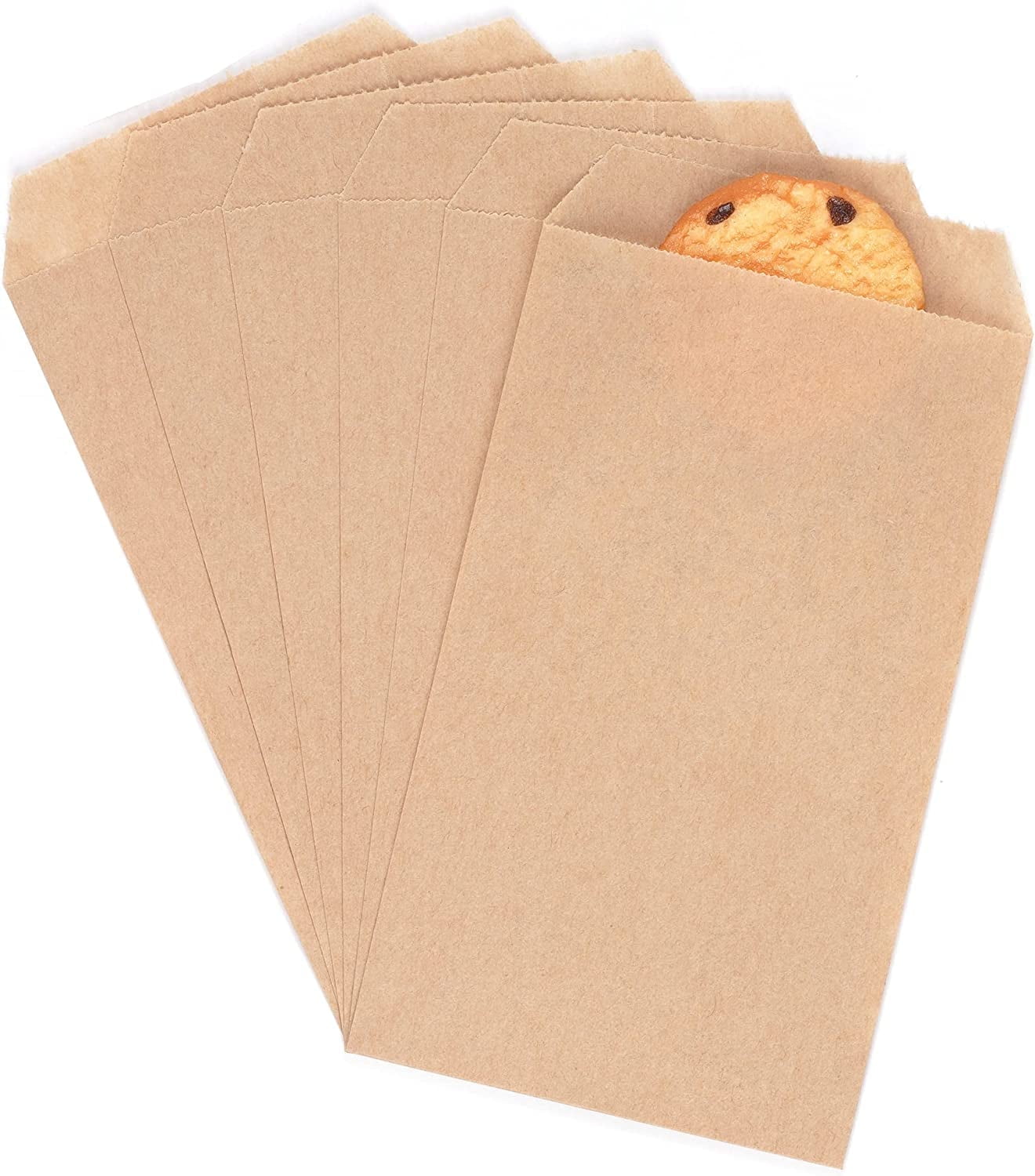 200 Pack Brown Flat Small Greaseproof Paper Cookie Bags for Bakery ...