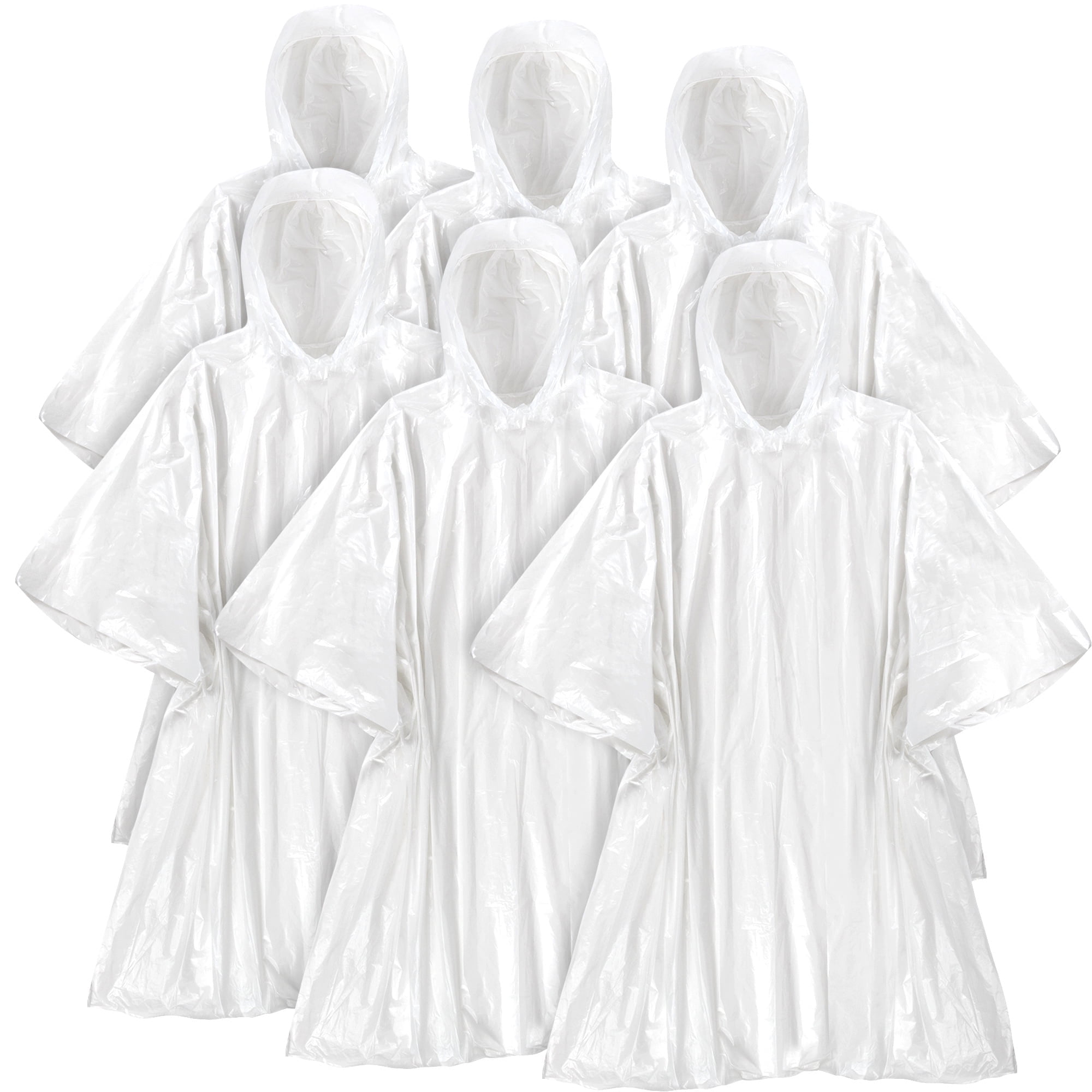 Trail Maker Clear Waterproof Hooded Disposable Rain Ponchos, Adult Size ...