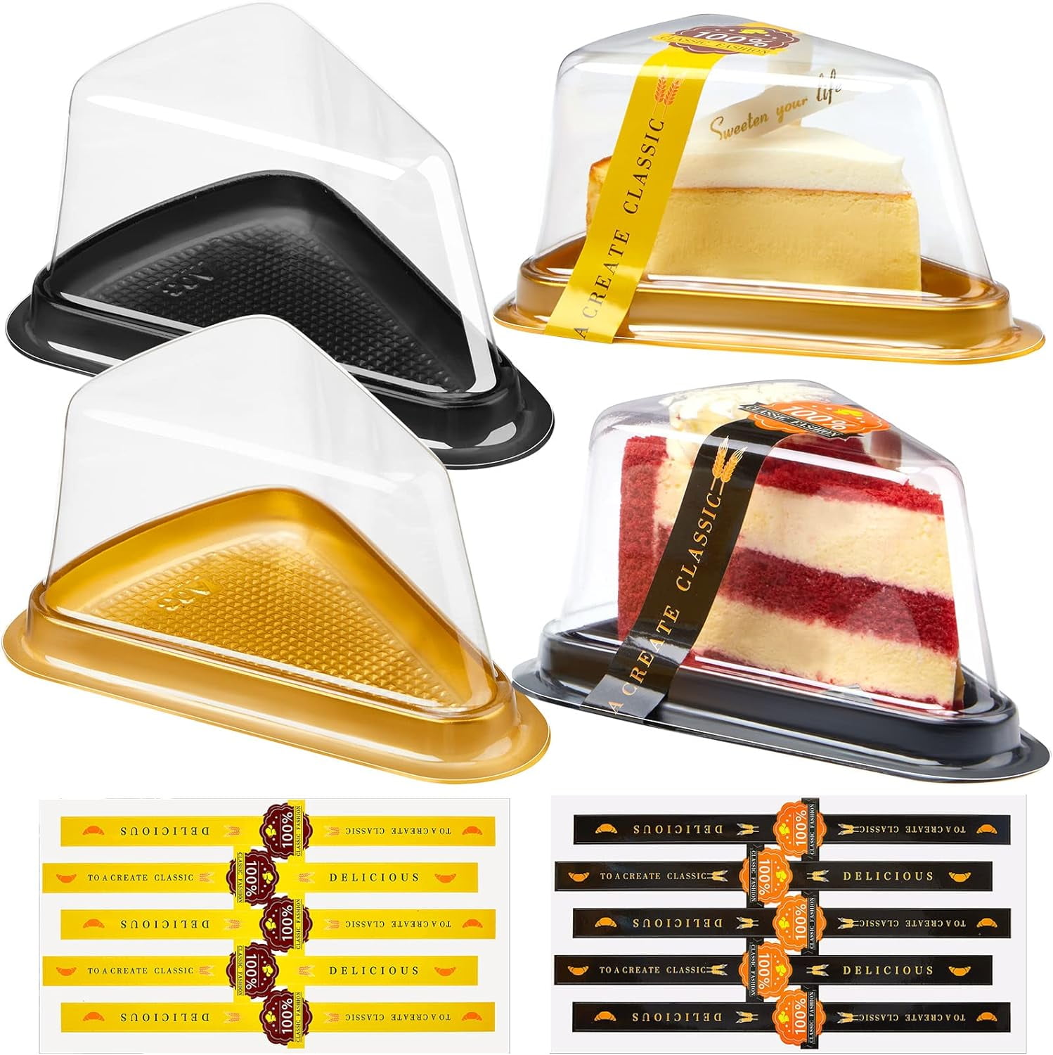 200 Pack Cake Slice Containers Clear Cheesecake Container Plastic ...